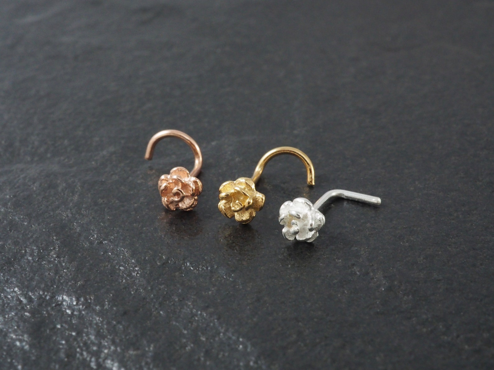 Flower Nose Stud Unique Nose Ring 20g 22g Gold Rose Gold - Etsy