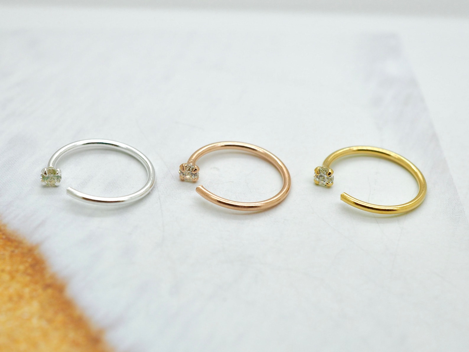 2mm CZ Diamond Nose Hoop, 20g Nose Ring, Hoop Earring, Huggie Open ...