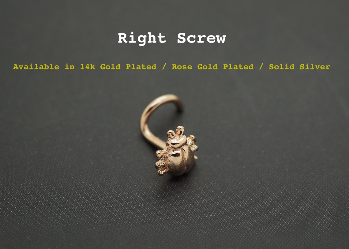 Bug Nose Stud, Insect Nose Ring, Ladybug, Fly, Animal Unique Nose Screw ...