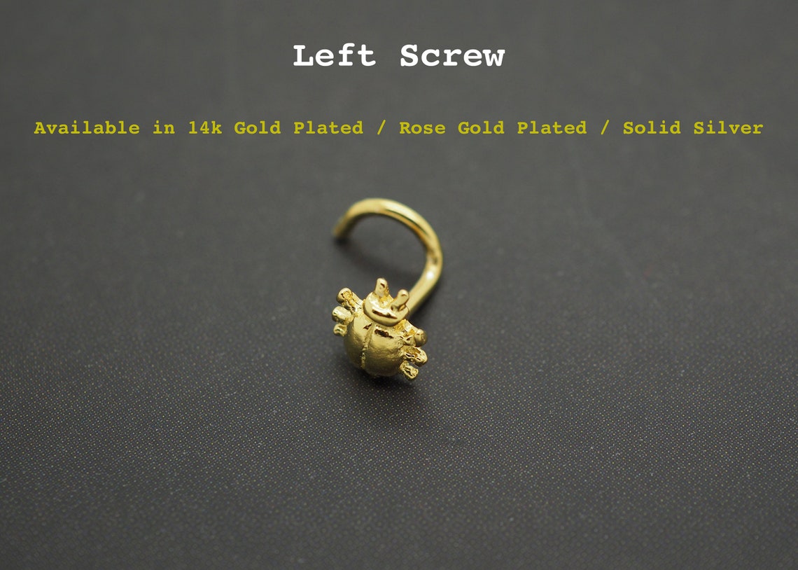 Bug Nose Stud, Insect Nose Ring, Ladybug, Fly, Animal Unique Nose Screw ...
