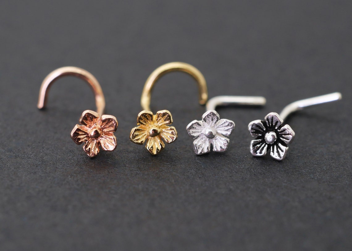 Flower Nose Stud Unique Nose Ring Flower Nose Piercing Gold - Etsy