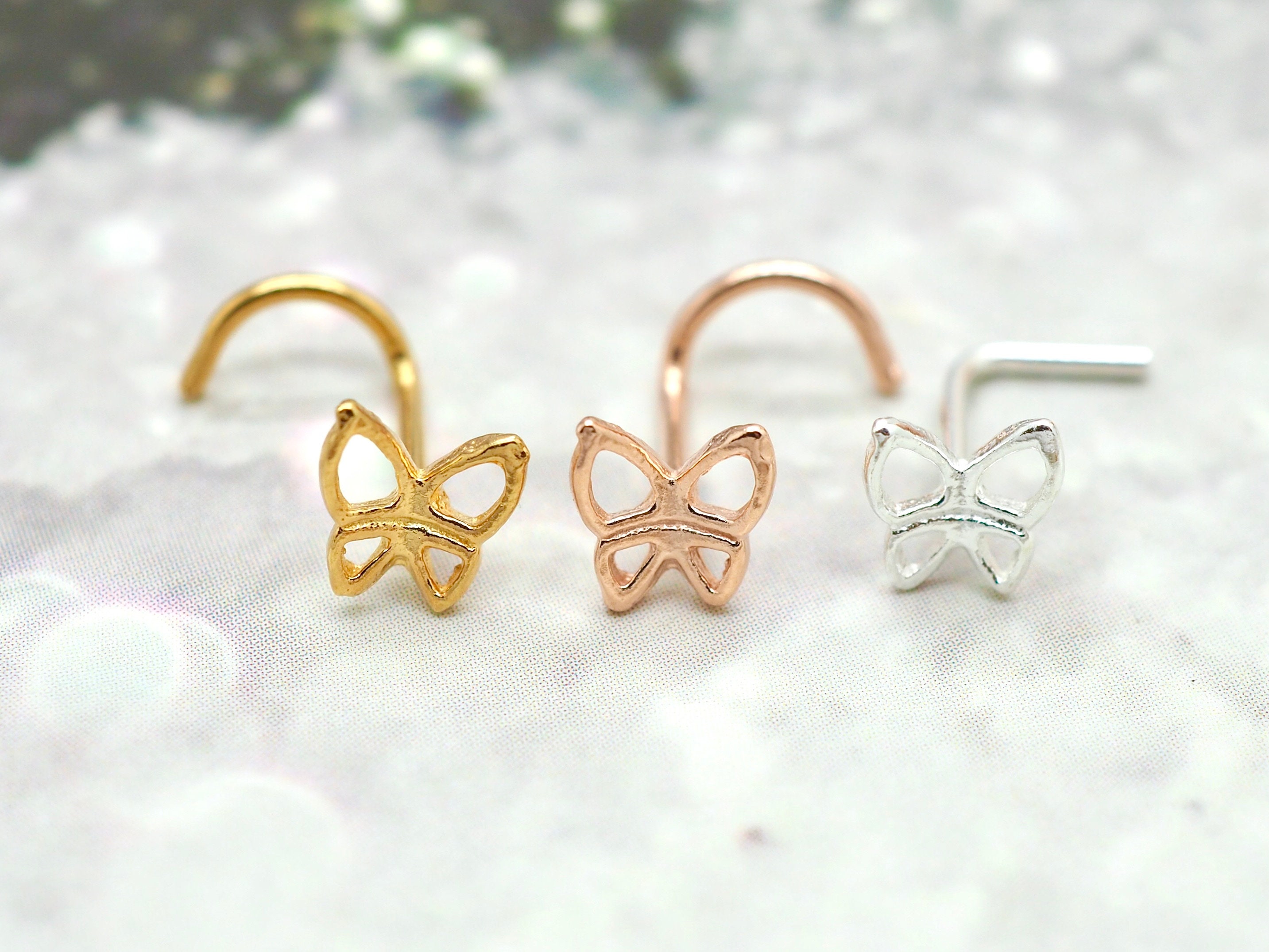 Butterfly Nose Stud, Insect Animal Unique Nose Ring, Nose Screw L Nose ...