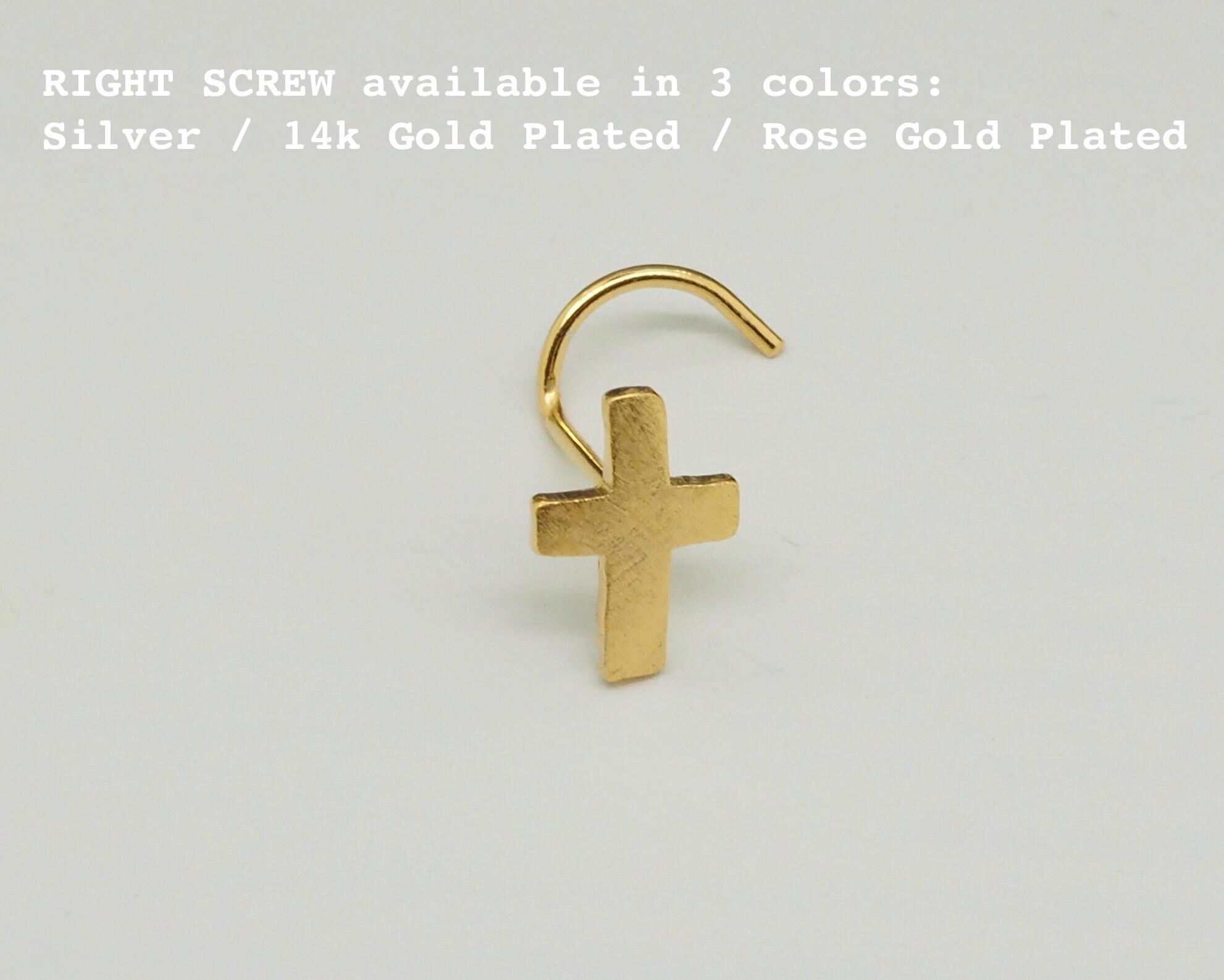 Cross Nose Stud Silver Nose Screw Nose Pin Plain Silver - Etsy