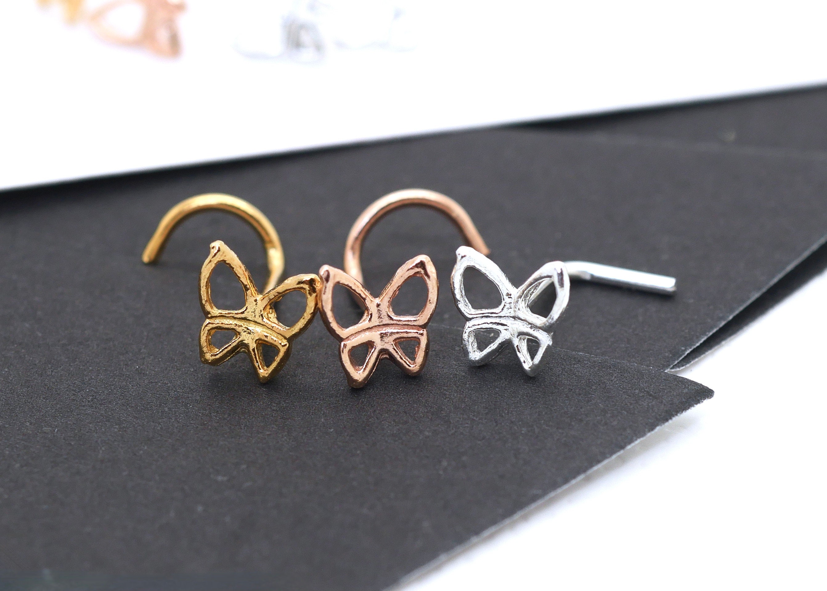 Butterfly Nose Stud, Insect Animal Unique Nose Ring, Nose Screw L Nose ...