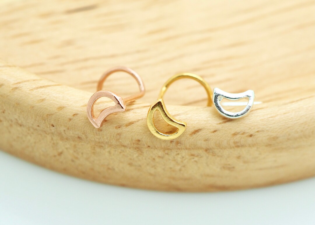 Moon Nose Stud, Nose Screw, Sterling Silver Nose Jewelry, Unique Nose ...