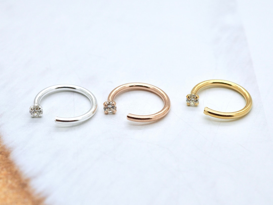 2mm CZ Diamond Hoop, 18g Hug Hoop Earring, Nose Hoop, Huggie Hoop, Open ...