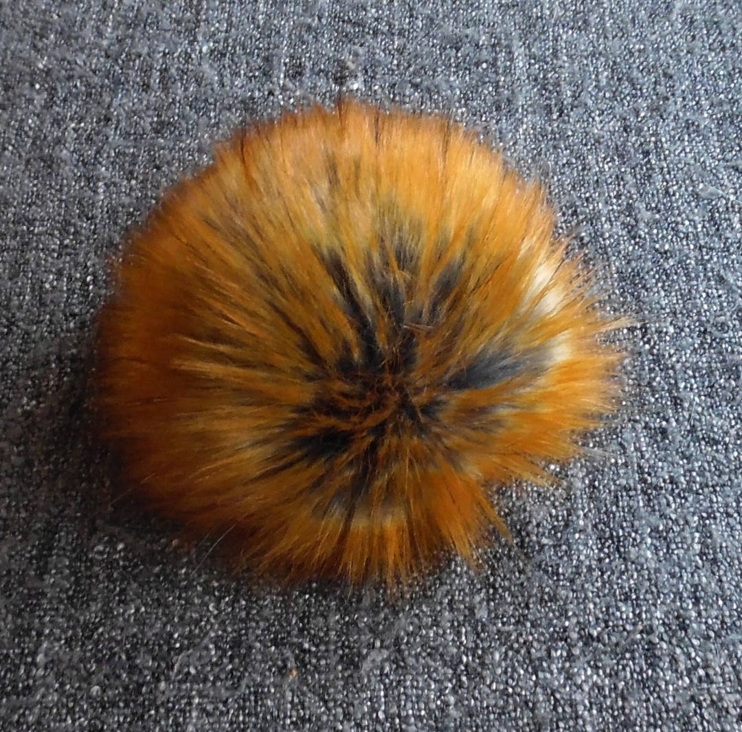 Size S- XXL, (grey/ Warm Brown Flecked) Faux Fur Pom Pom 4.5- 7 Inches ...