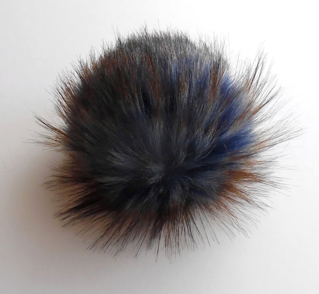 Size S-XXL ( Blue - Brown Flecked) Faux Fur Pom Pom 4.5- 7 Inches/ 11 ...