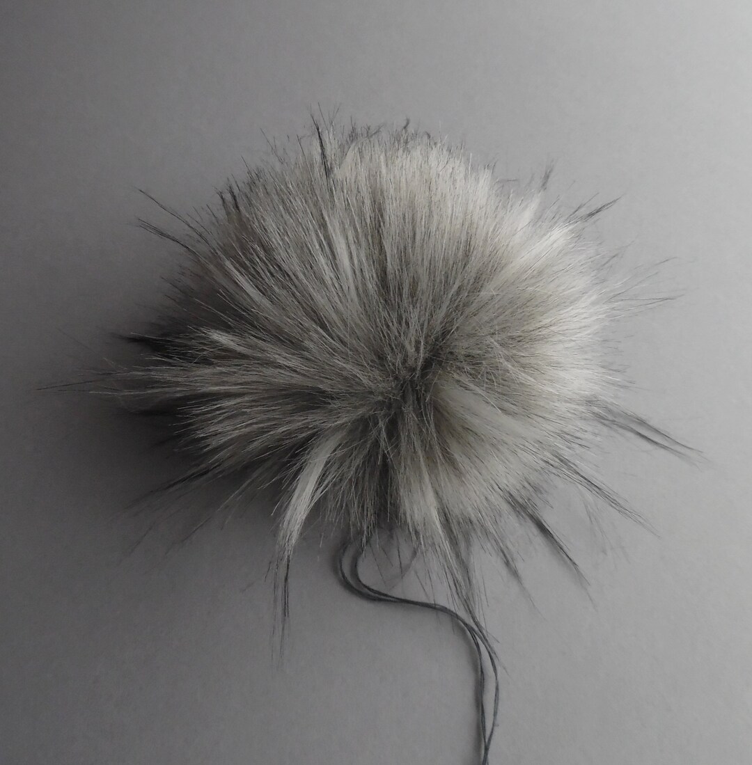 Size S-XL (light Grey Flecked) Faux Fur Pom Pom 4.5- 6.5 Inches/ 11- 17 ...