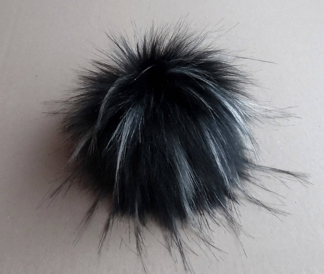 Size S-XL (black Flecked) Faux Fur Pom Pom 4.5- 6.5 Inches/ 11- 17 Cm ...