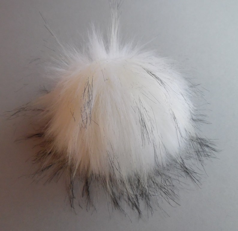 Size M XL cream white black flecked faux fur pom pom 5 | Etsy