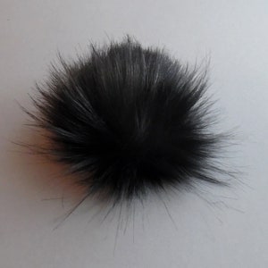 Size S-XXL ( Black- Grey Flecked ) Faux Fur Pom Pom 4.5- 7 Inches /12 ...