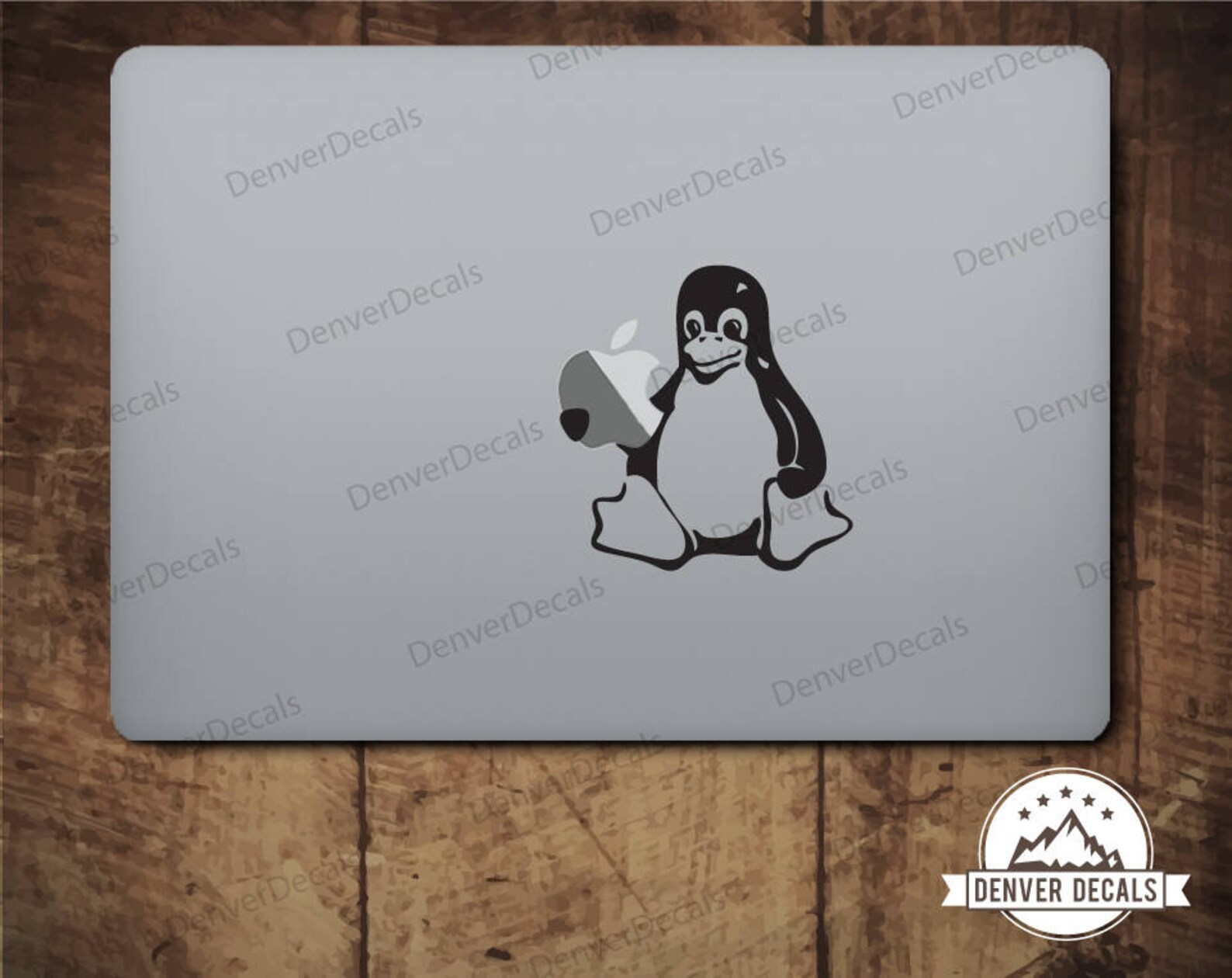 Penguin Bites the Apple Macbook Sticker Linux Tux Decal Fits | Etsy