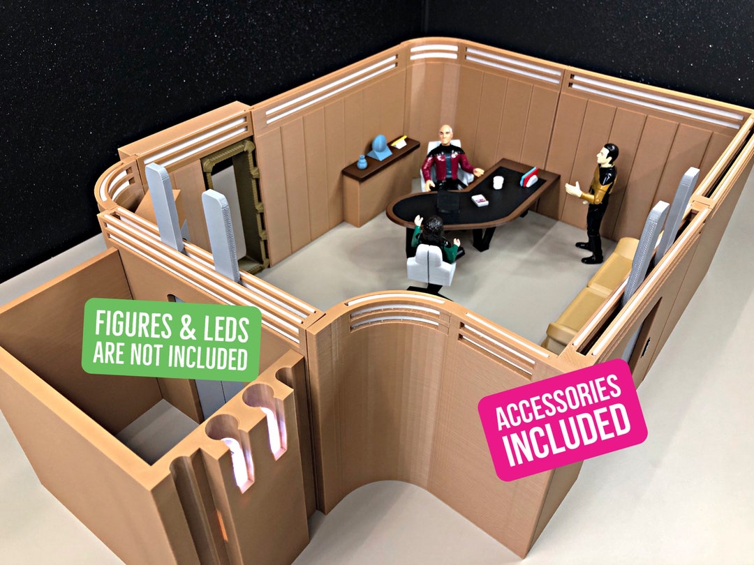 TNG Picard's Complete Ready Room 2 Chairs Back Drop Walls Decretive ...