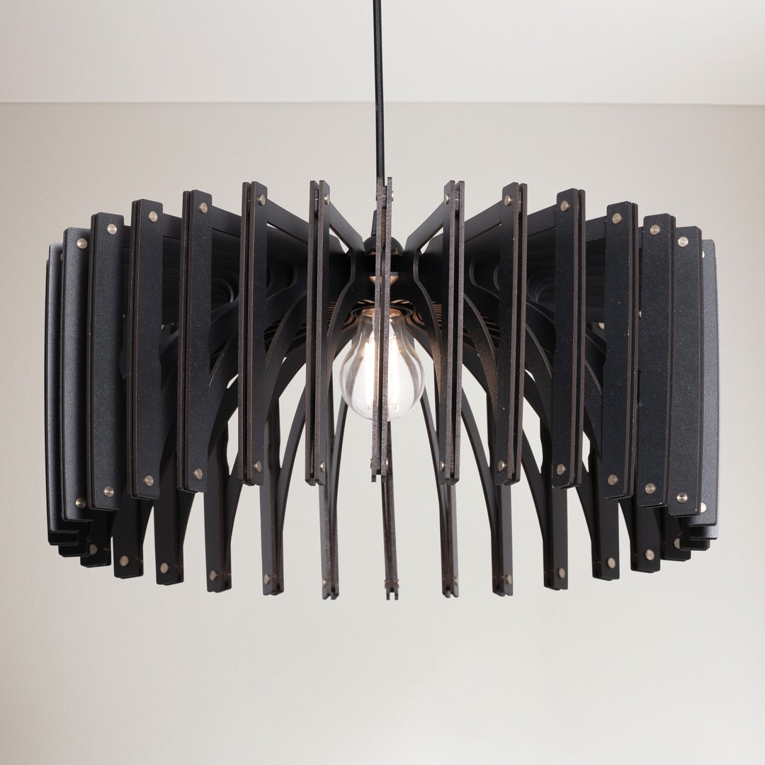 Minimalist Handmade Pendant Light, Black Color, Clean Geometry and ...
