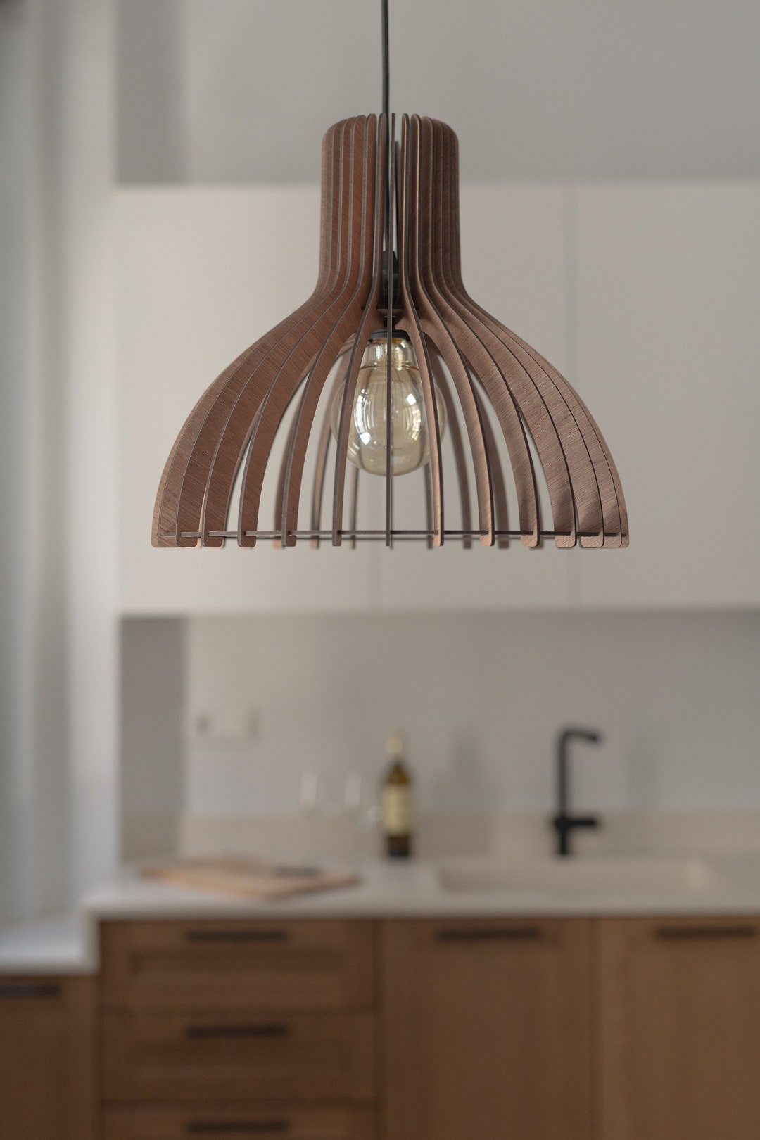 Handcrafted Wooden Ceiling Light With Natural Geometry and Calm ...