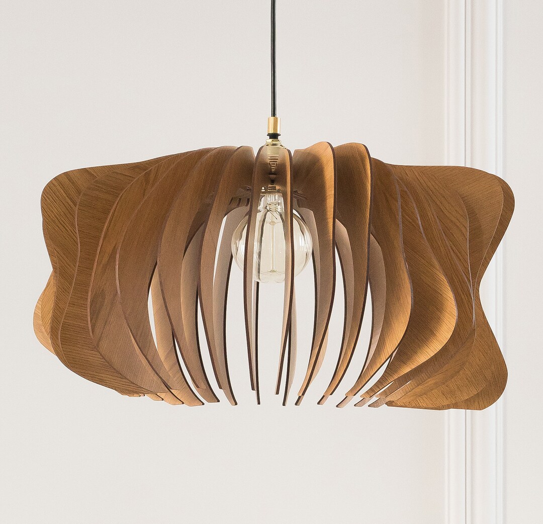 Minimalist Hanging Light Fixture in Handmade Wood for Natural ...