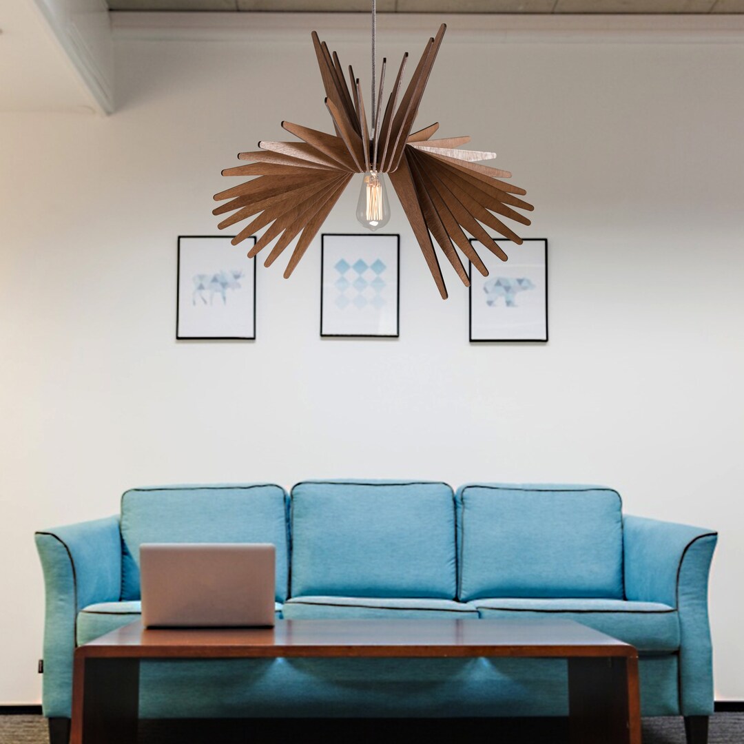 Wood Chandelier, Pendant Lamp, Wooden Ceiling Light, Modern Fixture ...