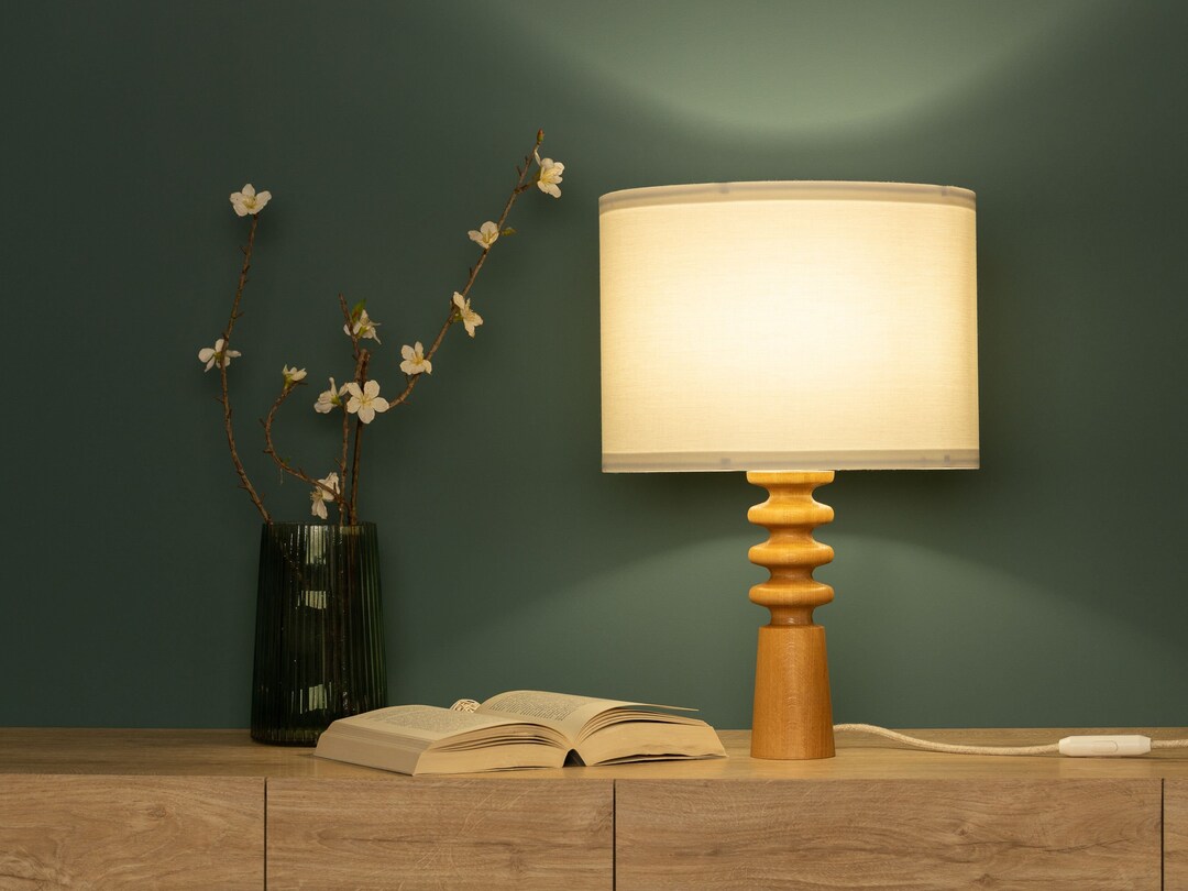 Handcrafted Wooden Table Lamp Rustic Sophistication, Warm Glow, Eco ...