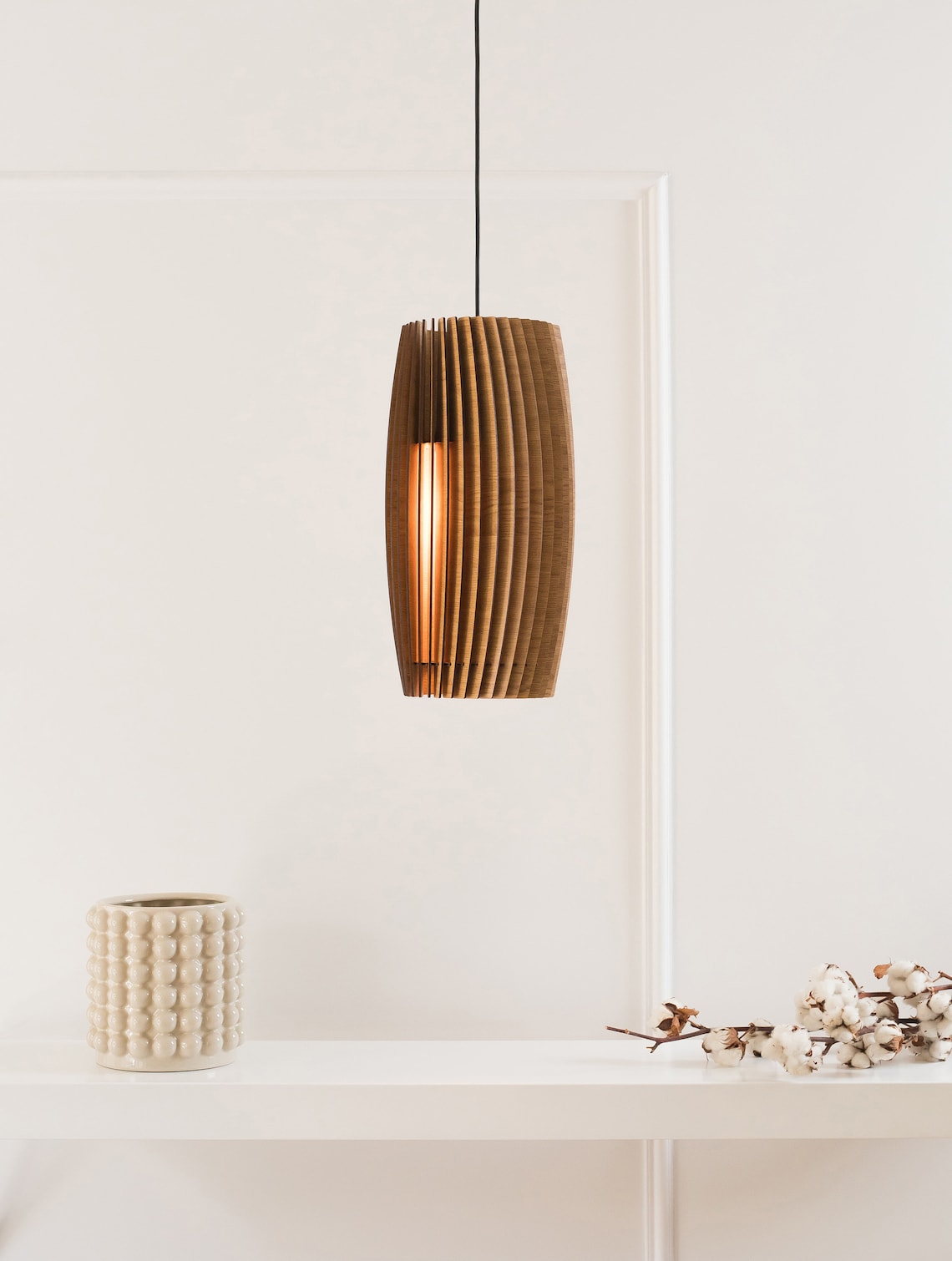 Wood Pendant Light Ceiling Light Fixture Dezaart Mid - Etsy