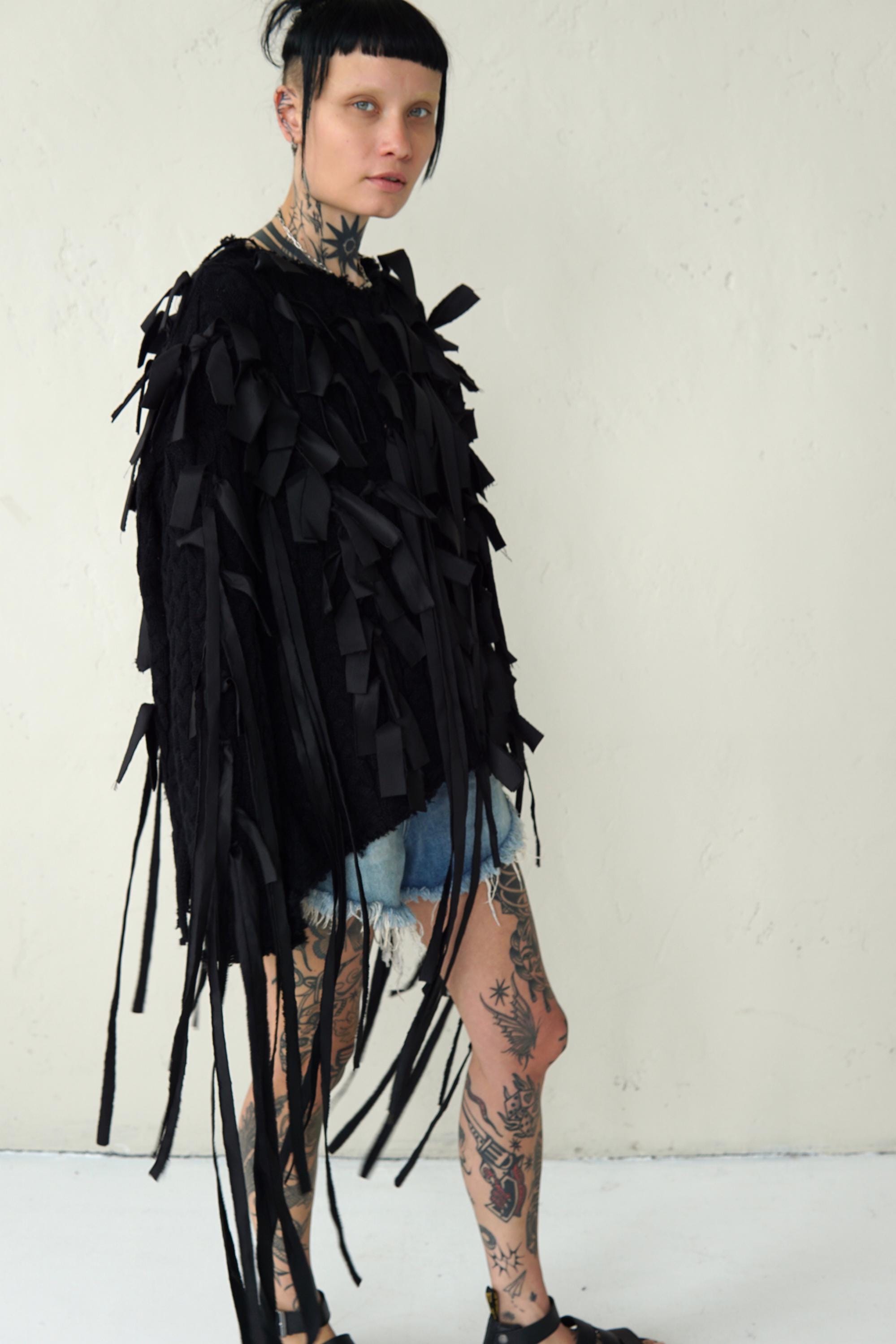 Oversized Black Sweatshirt: Avant-garde Style With Decorative Straps - Etsy