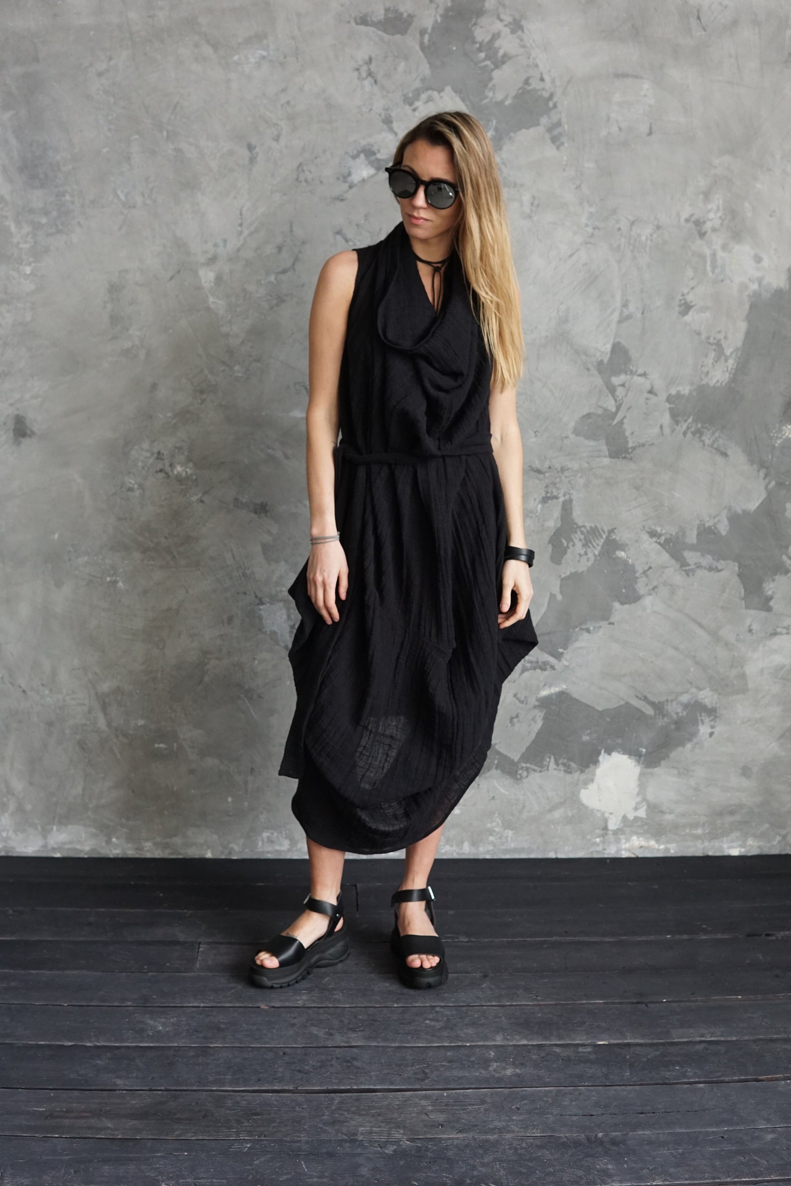 Black Linen Dress Black Linen Tunic Linen Summer Dress | Etsy