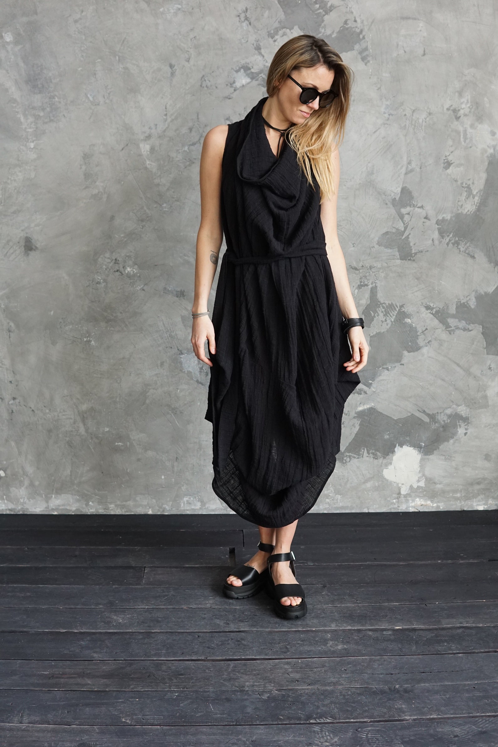 Black linen dress Black linen tunic Linen summer dress | Etsy