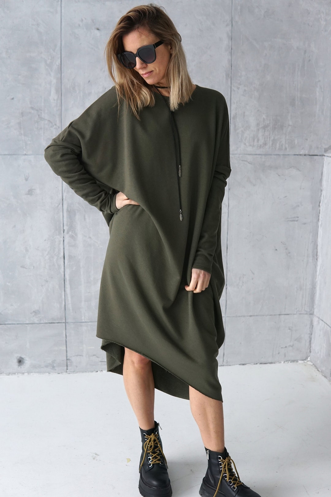 New COLLECTION | Green Sweater Dress | Oversized Tunic | Green ...