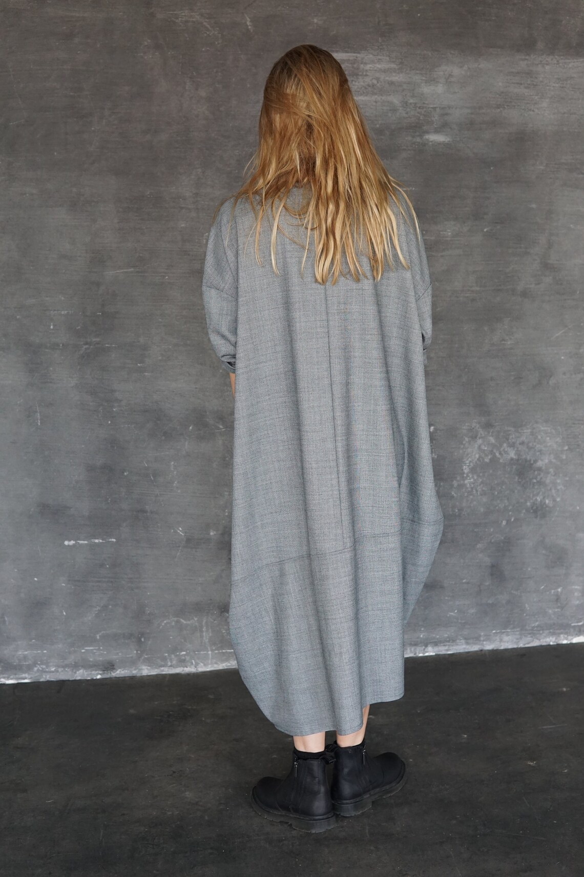Grey oversized dress / Grey wool dress / Grey plus size dress | Etsy