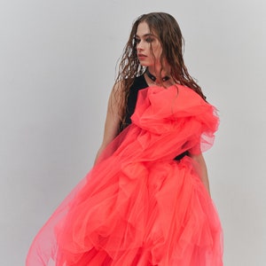 Voluminous Pink Tulle Dress: Wool A-line, Hidden Pockets - Etsy