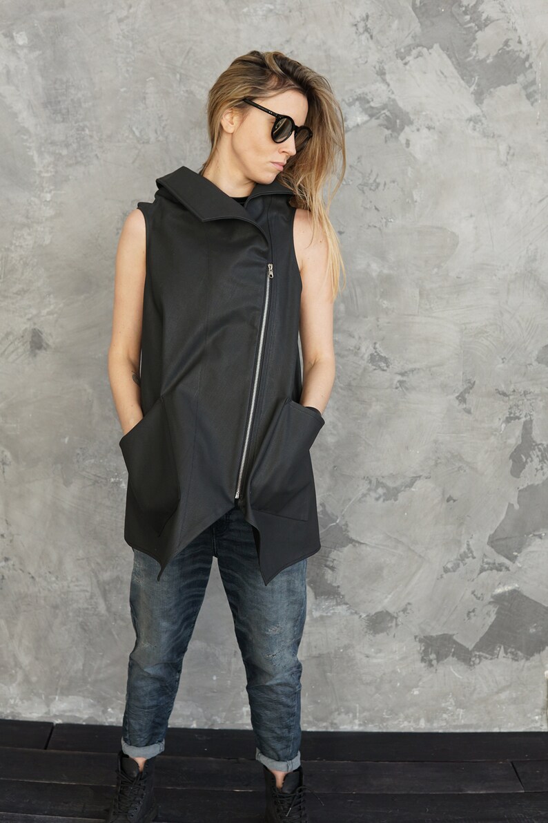 Short Denim Vest Short Denim Waistcoat Black Denim Vest | Etsy