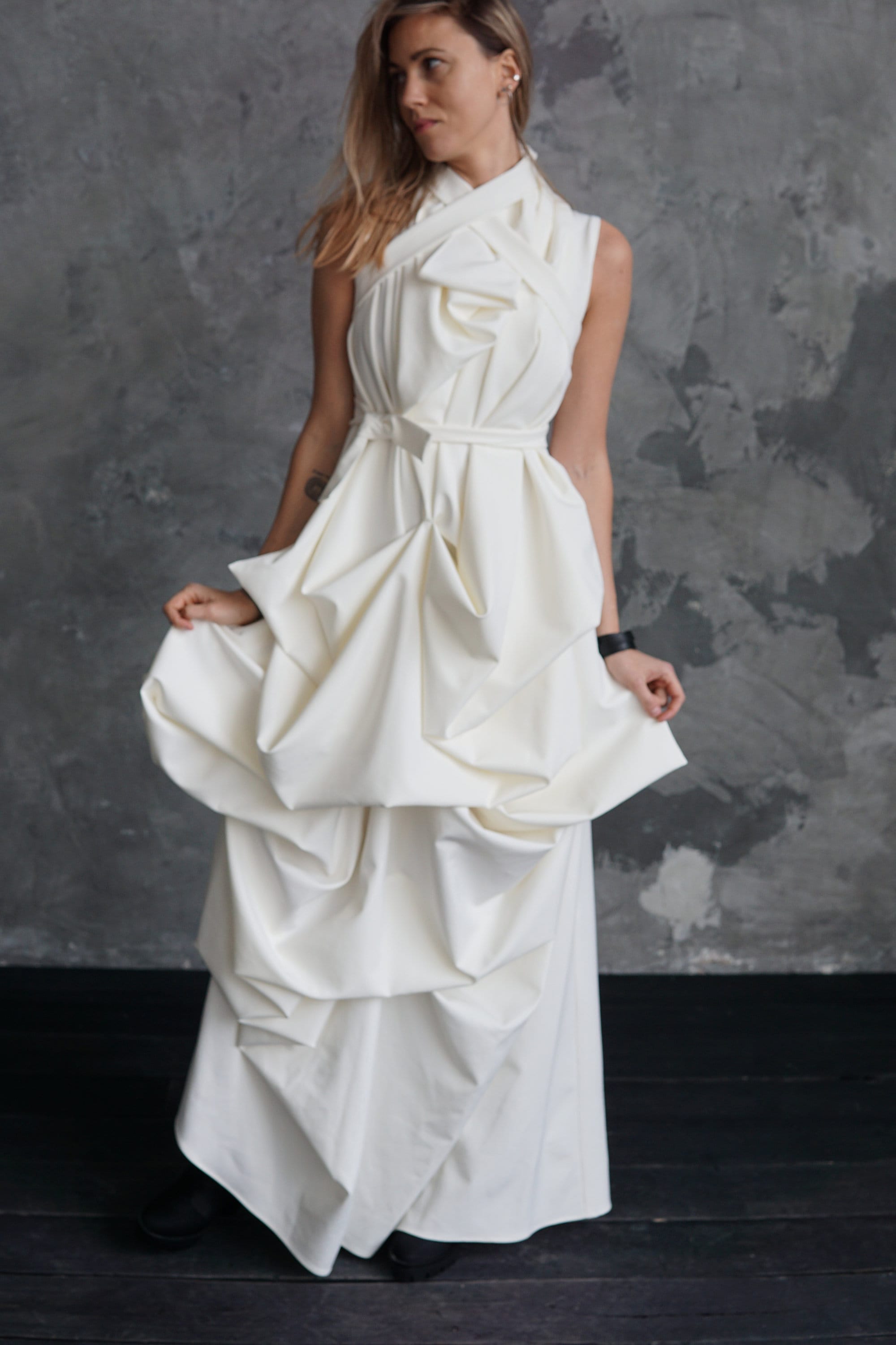 Unique white wedding dress Alternative maxi wedding dress | Etsy