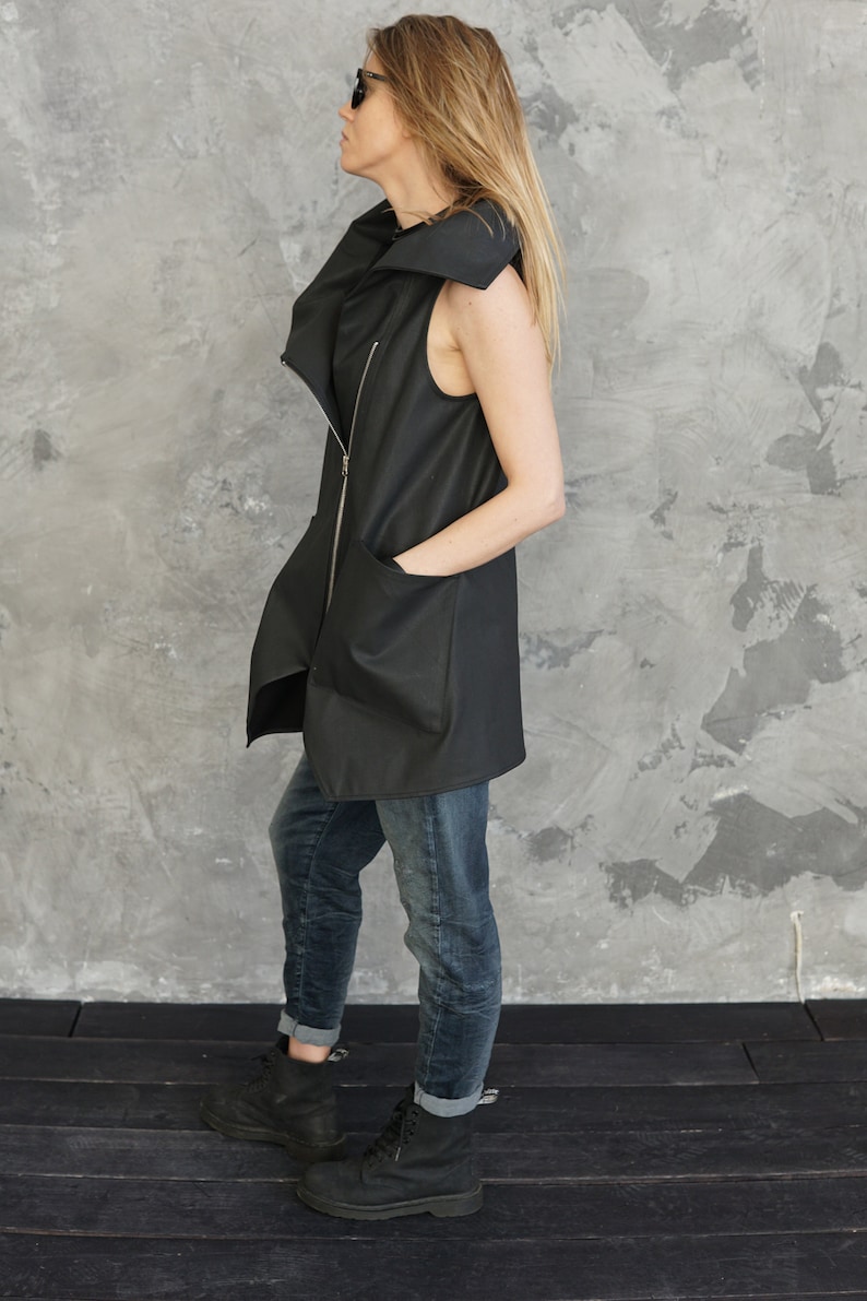 Short Denim Vest Short Denim Waistcoat Black Denim Vest | Etsy