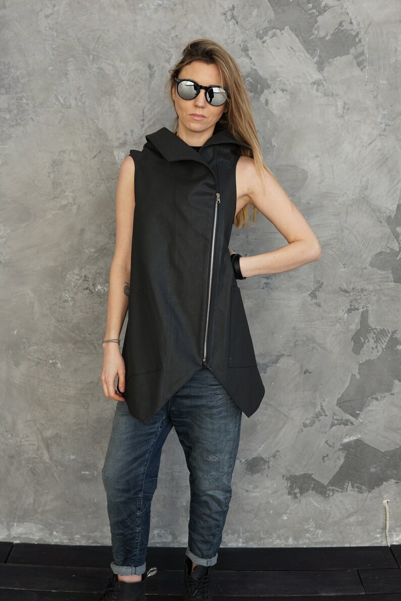 Short Denim Vest Short Denim Waistcoat Black Denim Vest | Etsy