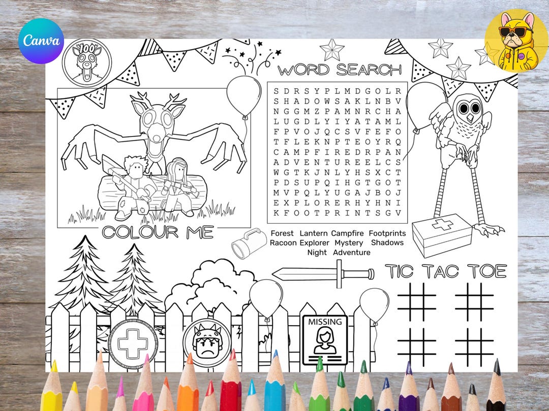 99 Nights in the Forest Activity Party Table Placemat | Roblox Edition ...