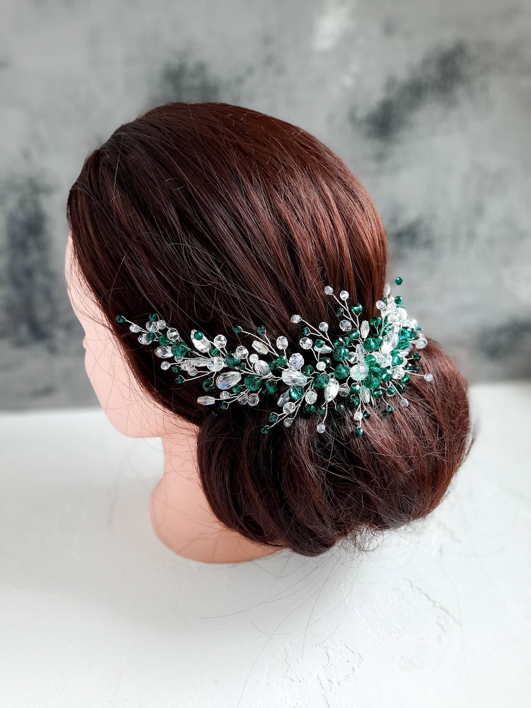 Emerald Bridal Hair Peace, Green Hair Jewelry, Prom Jewelry, Wedding ...