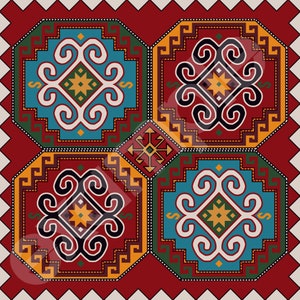 Armenian Carpet Pattern: Traditional Ornaments, Surface Design (digital ...