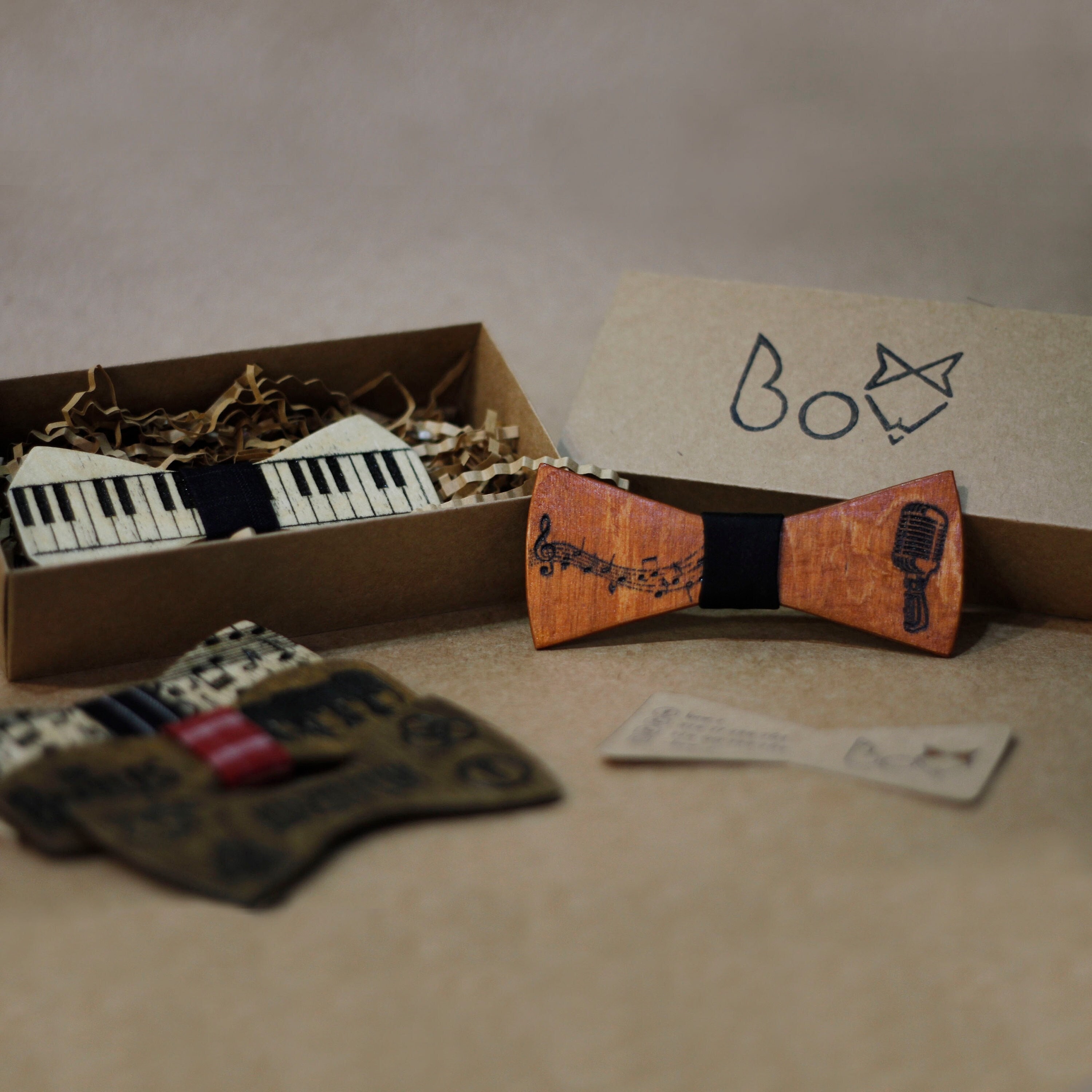 The Musical Notes and Microphone Laser Cut Bow Tie for Man, Gift for ...