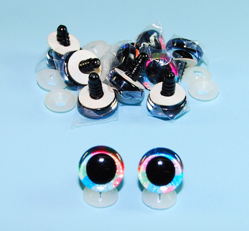 25mm Safety 3D EYES - 2 Tone Teddy Eyes With PLASTIC BACKS - Choice of ...