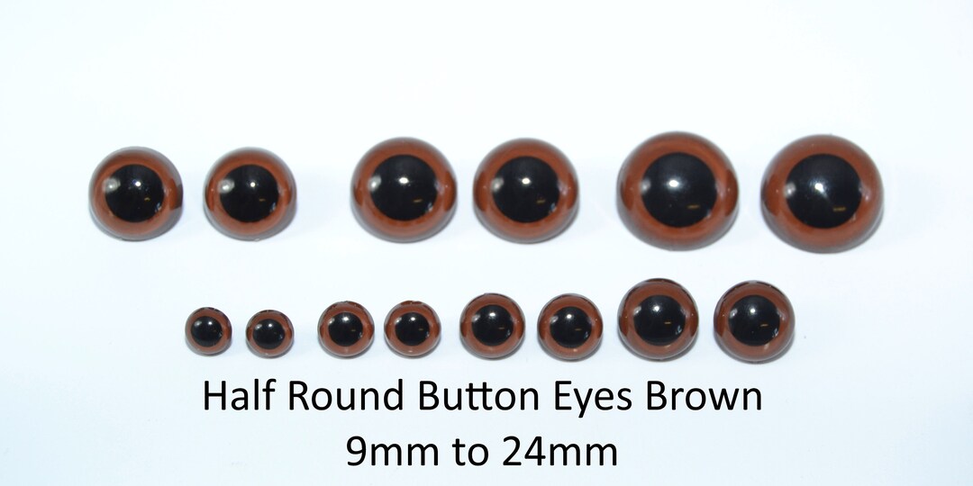 Sew on Brown Half Round Button Eyes for Teddy Bear/animal Soft Toy ...