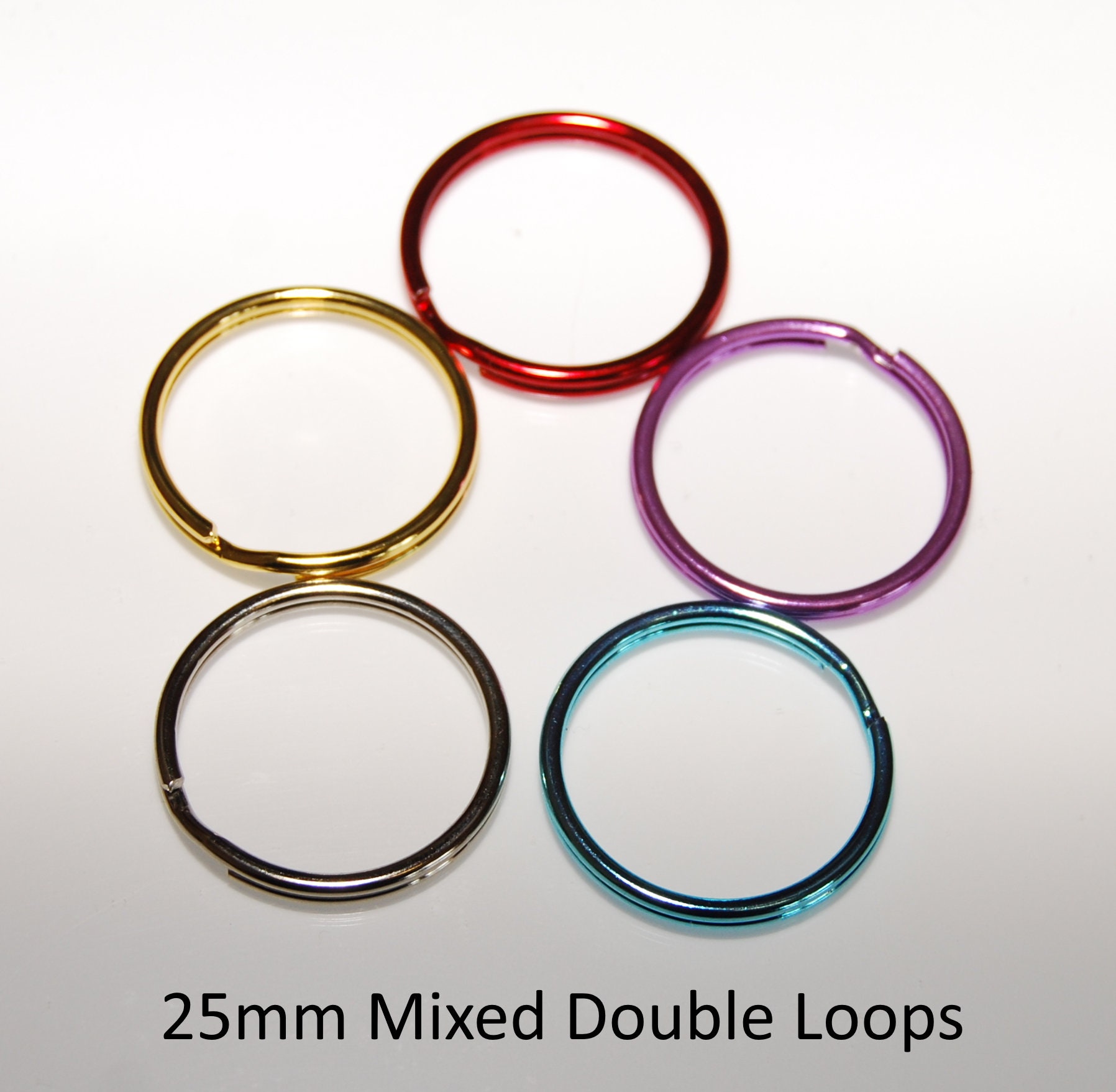 25mm Plain Round Double Loop Split Ring - Choice of Colours - for ...