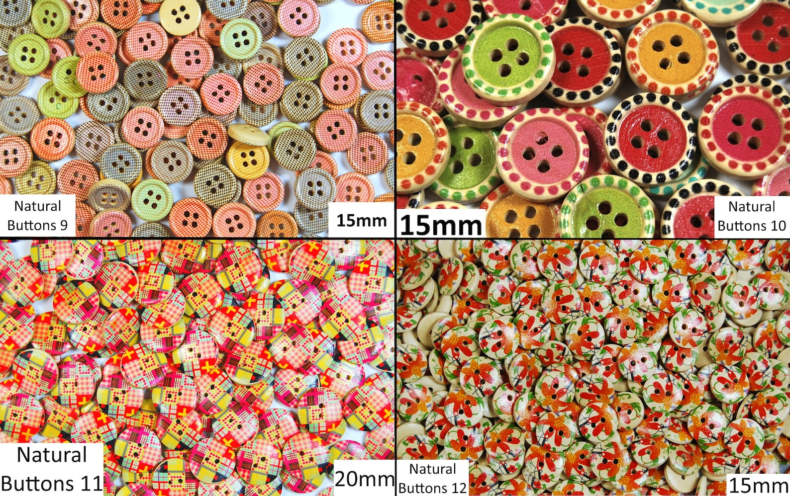 Natural Wooden Buttons Various Unique Prints Ideal for - Etsy UK