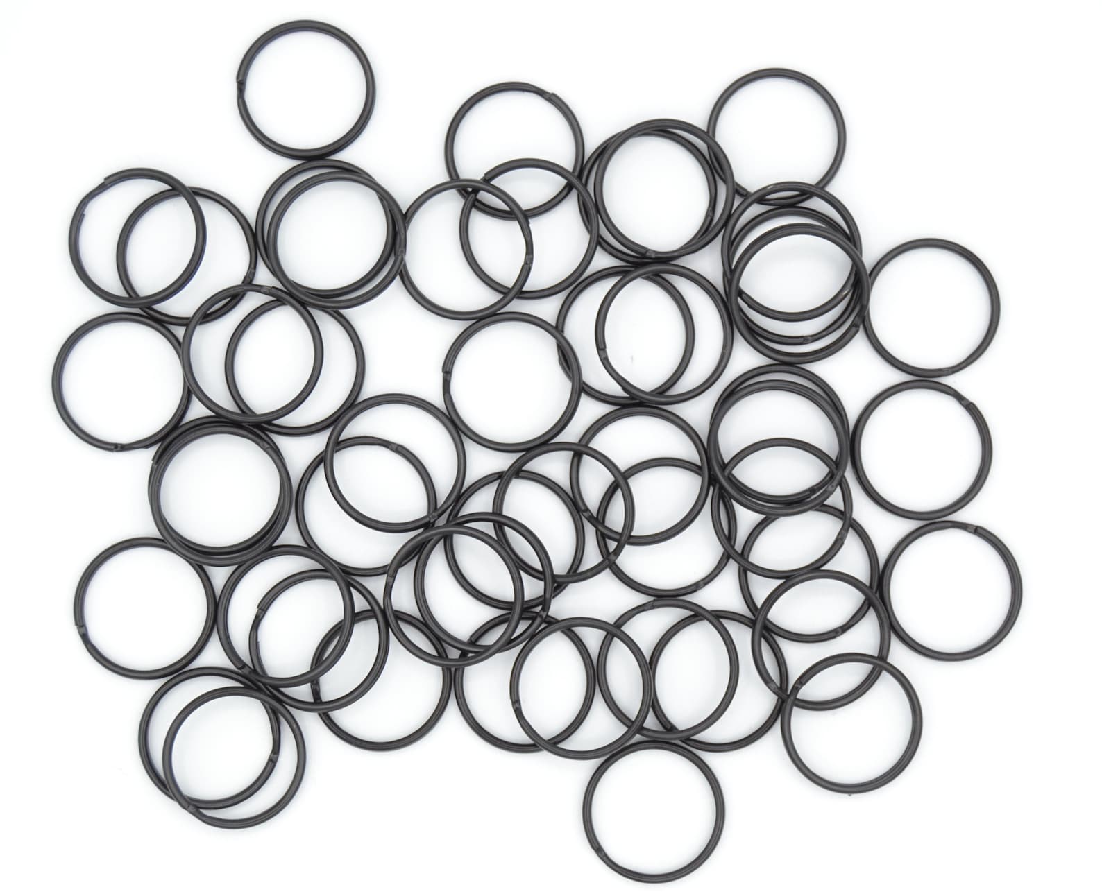15mm BLACK Plain Round Double Loop Split Ring - for Keyrings and Craft ...
