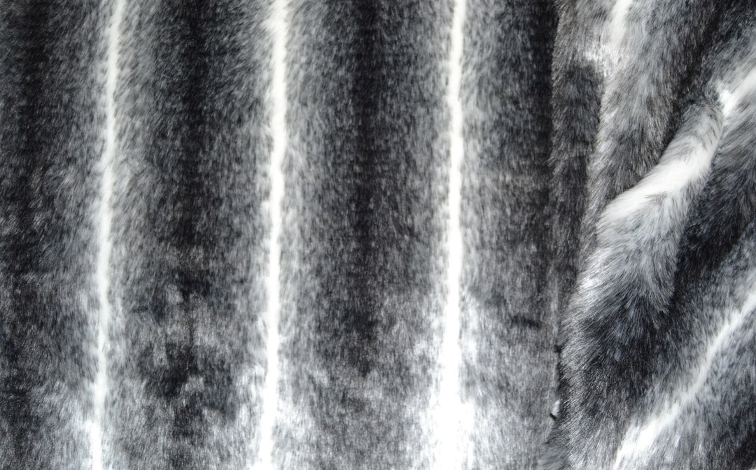 Black and White Striped Faux Fake Wolf Fur - Choice of Lengths ...