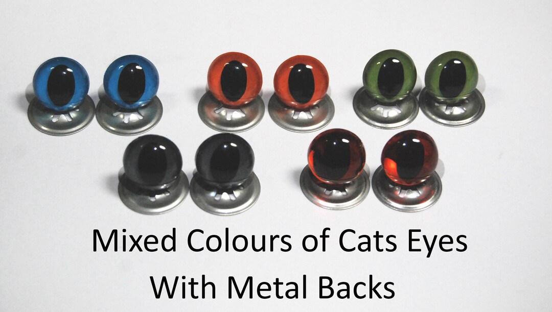 Mixed Colours of Cats Safety Eyes With Metal Backs - Choice of Colours ...
