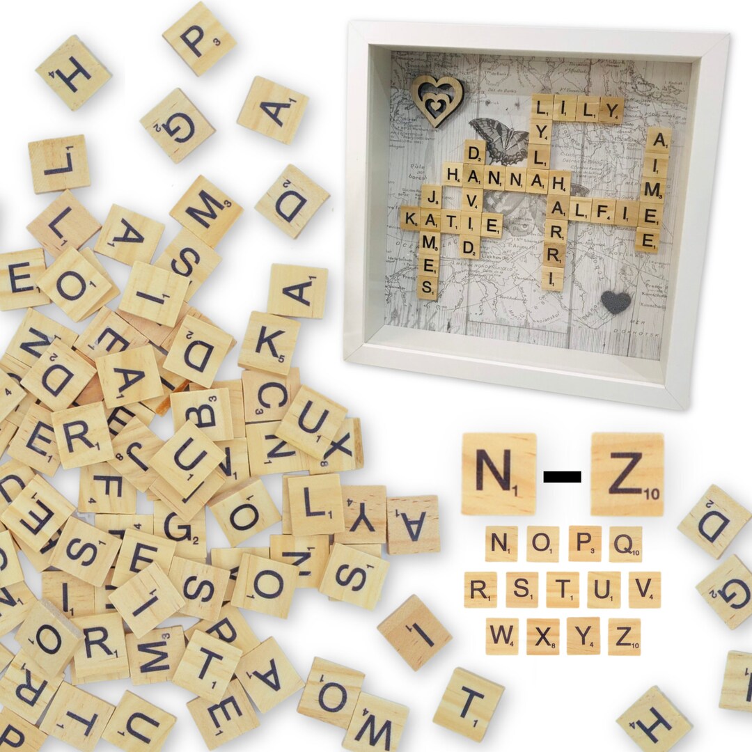 Wooden Scrabble Tiles N to Z Same Letter - 18mm X 20mm - Crafting, Box ...