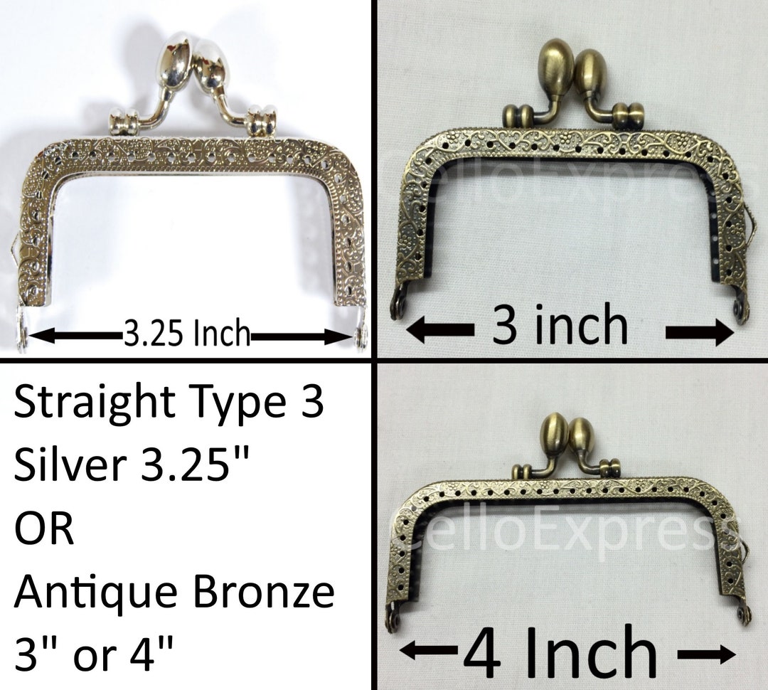 Straight Type 3 Purse Clasps - Antique Bronze 4