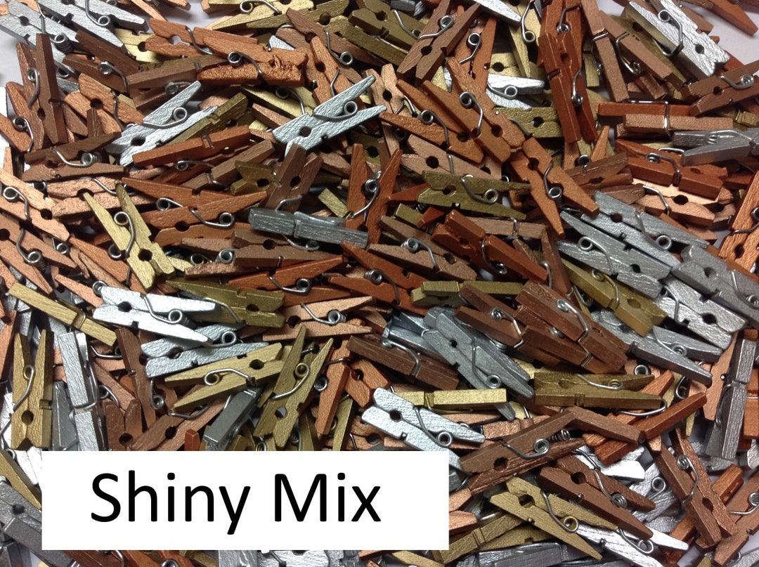 25mm Small Wooden Craft Pegs - Choice of Metallic Colours - Mini Clip ...