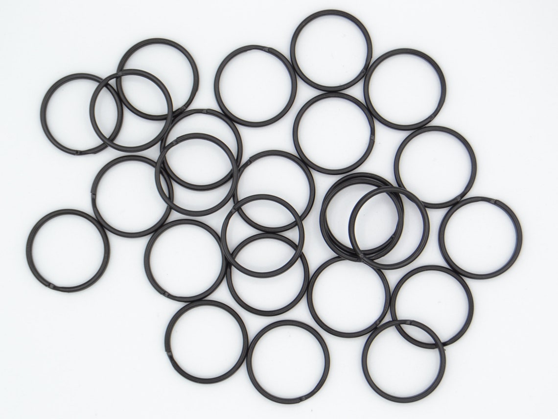 15mm BLACK Plain Round Double Loop Split Ring - for Keyrings and Craft ...