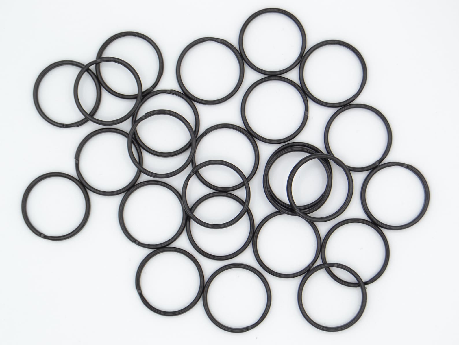 15mm BLACK Plain Round Double Loop Split Ring - for Keyrings and Craft ...
